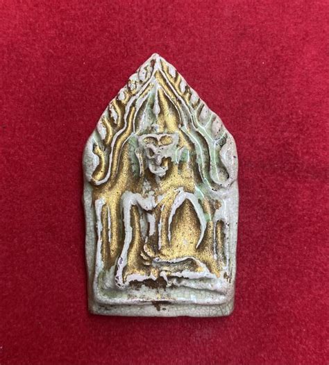 พระขุนแผนเคลือบ พิมพ์ใหญ่ ฐานสูง ปิดทองเดิมจากกรุวัดใหญ่ชัยมงคล