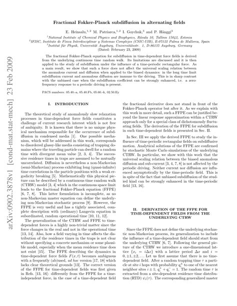Pdf Fractional Fokker Planck Subdiffusion In Alternating Force Fields