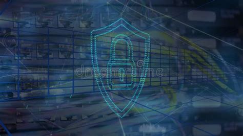 Animation Of Data Processing And Padlock Over Server Room Stock Footage Video Of Sharing