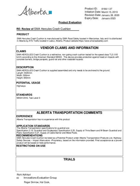 Fillable Online Hercules Crash Cushion Design Sheet Fax Email Print Pdffiller