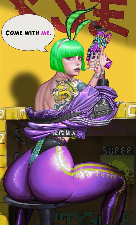 Rule 34 Ass Big Ass Bob Cut Bunny Ears Green Hair Gun Kyuyong Eom