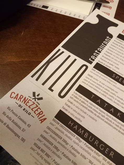 Menu At Kilo Restaurant Rome Via Tirso