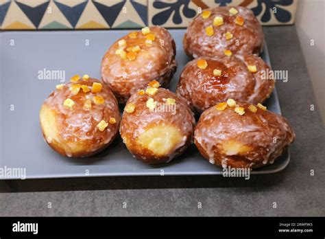 Homemade Yeast Raised Donuts With Sugar Glazing Polish Donuts Made For