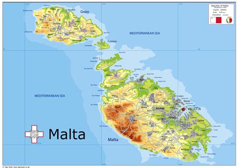 Physical Map Of Malta The Oxford Collection I Love Maps