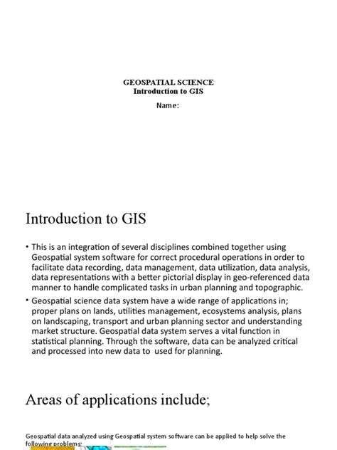 Geospatial Science Introduction To Gis Name Download Free Pdf
