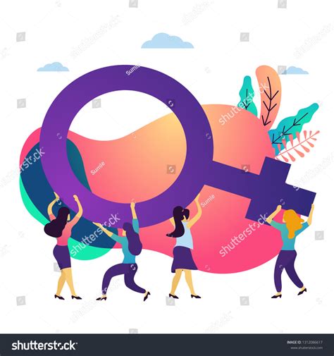 Womens Power Vector Illustration Concept Holding Stock Vector Royalty Free 1312086617