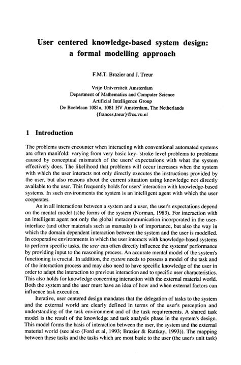 Pdf User Centered Knowledge Based System Design A Formal Modelling