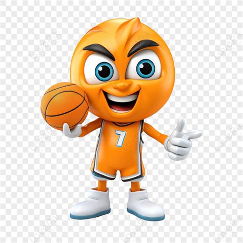 왼쪽 위 3d 캐릭터 일러스트를 가리키는 농구 마스코트안녕플레이 Png 일러스트 무료 다운로드 Lovepik