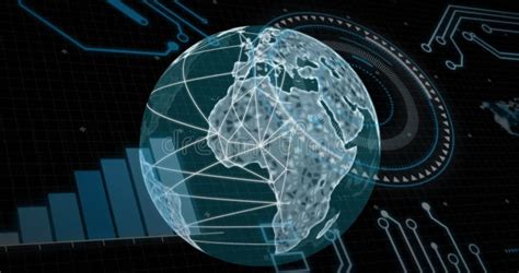 Animation Of Loading Circles Graphs Globe And Circuit Board Pattern