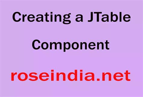 Creating A Jtable Component