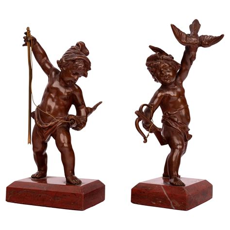 Antique Italian Grand Tour Bronze Hunting Putti Sculptures Statues Marble 1850 For Sale At 1stdibs
