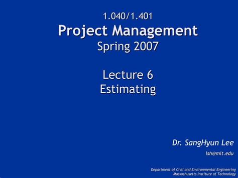 Lecture 6 Estimating Ppt