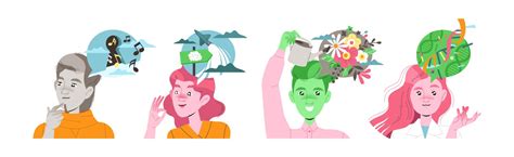 People Characters With Different Types Of Thinking