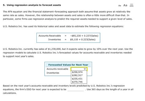 Solved 5 Using Regression Analysis To Forecast Assets Aa Aa