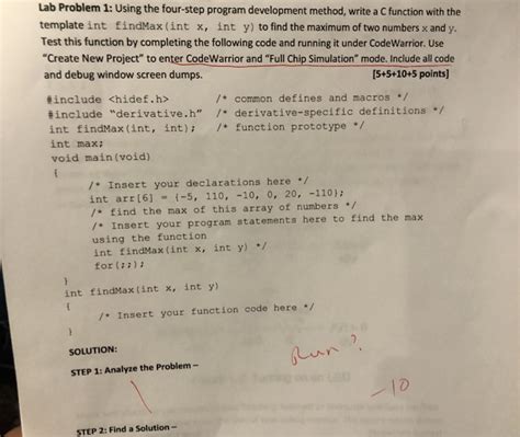 Solved Lab Problem 1 Using The Four Step Program