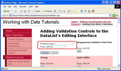 Adding Validation Controls To The Datalists Editing Interface Vb Microsoft Learn
