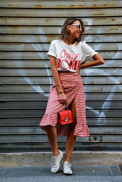 Fashionland Tshirt Outfits Midi Skirt Outfit Casual Girl