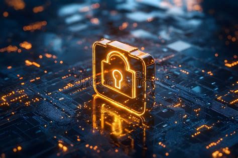 Cybersecurity Digital Padlock Glowing On Circuit Board Data Protection Symbol Futuristic