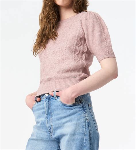 Womens Short Sleeve Cable Knit Sweater Sweater Design And Production