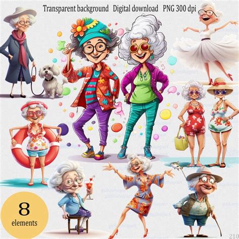 Funny Old Ladies Clipart Png Etsy Uk
