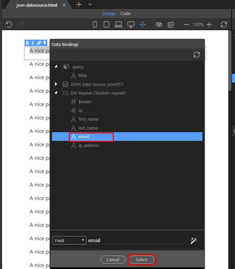 wappler documentation working with json data
