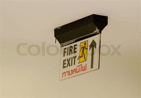 Exit Sign Suspended Stock Image Colourbox