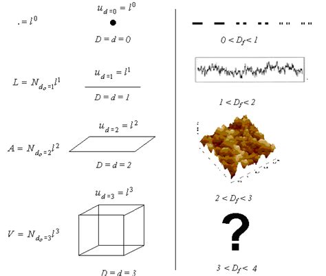 Comparison Between Euclidean And Fractal Geometry D D And F D