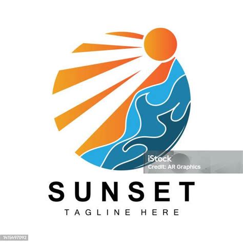 선셋 비치 로고 디자인 바다 풍경 일러스트 레이 션 레드 데이 휴가 명소 벡터 관광에 대한 스톡 벡터 아트 및 기타 이미지 관광 관광객 나무 Istock