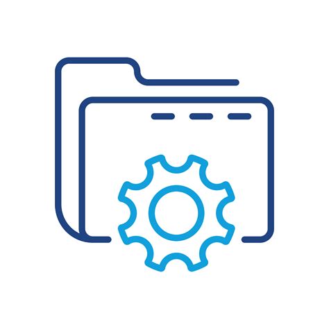 setting of data folder color line icon computer folder with gear linear icon options and