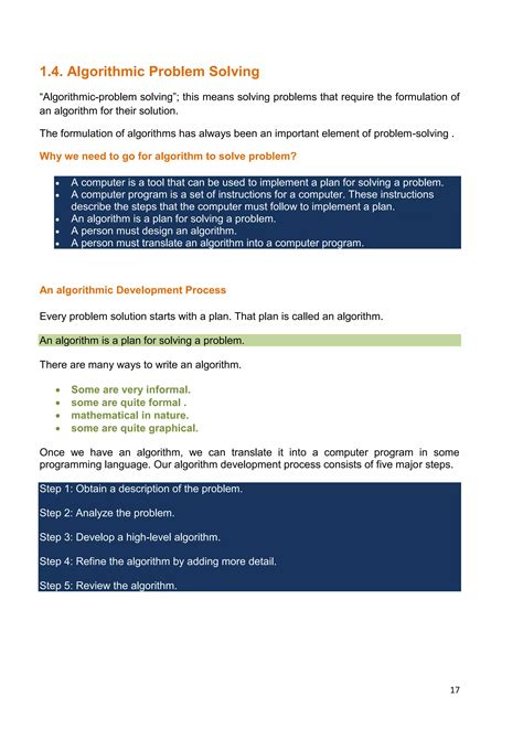 unit 1 problem solving with algorithm pdf