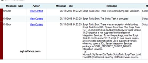Ssis 2014 Execution Error While Validating Script Component Sql Articles