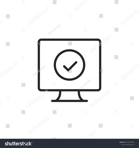 Computer Check Mark Icon Thin Line Stock Vector Royalty Free Shutterstock