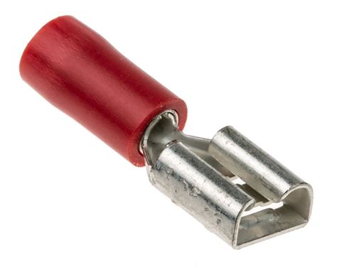 RS PRO Red Insulated Female Spade Connector Receptacle 6 3 x 0 8mm Tab Size 0 5mm² to 1 5mm²