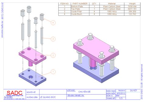 3 Press Tool Assembly Sadc 4 3 1 2 Item No Part Number Qty