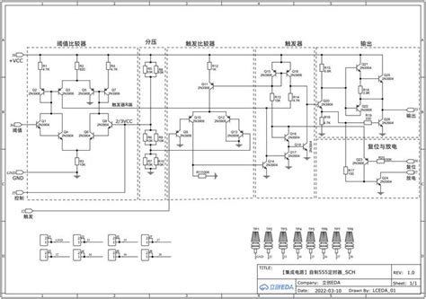 Build Discrete 555 Timer Using Transistor Diy Figure 4 1 Homemade 555 Timer Circuit Schemati