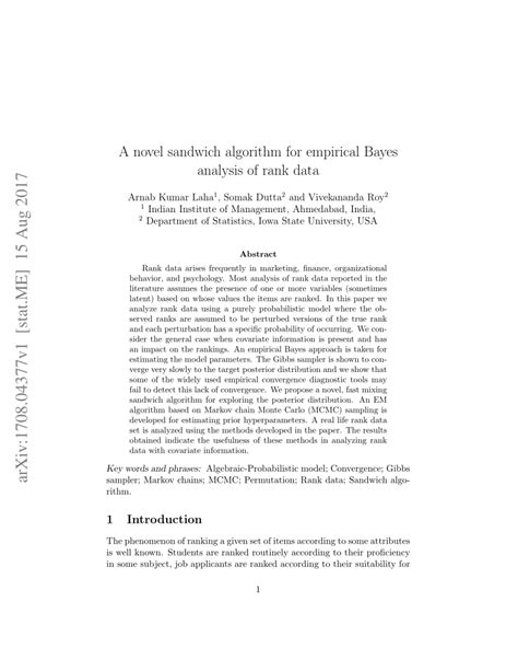 Pdf A Novel Sandwich Algorithm For Empirical Bayes Analysis Of Rank Data