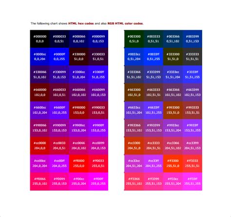 Html Color Code Charts To Help You In Using Perfect Color