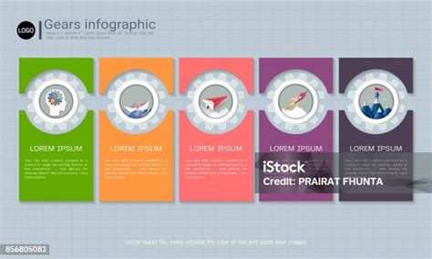 기어 Infographic 템플릿은 비즈니스 프레 젠 테이 션 전략적 계획 회사 값을 정의 하는 프로젝트 일정에 따라 특정