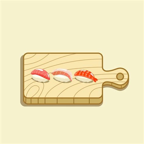 Ensemble De Sushis Sur Une Planche à Découper En Bois Avec Des Crevettes Au Thon Et Des Sushis