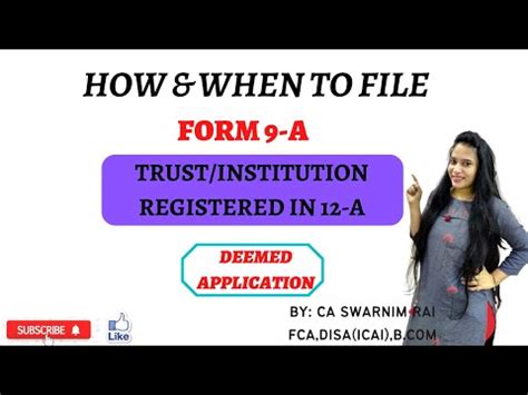 How To File Form 9A In Case Of Deemed Application Of Trust Institutions YouTube