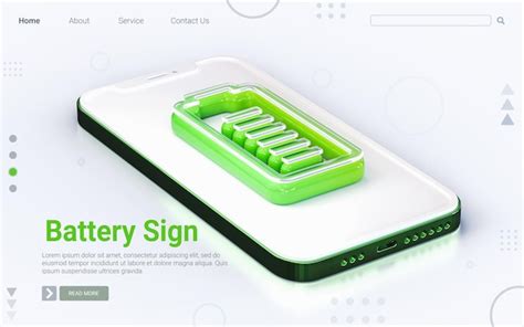 휴대 전화에 배터리 전체 기호 격리 된 흰색 배경 웹 배너에 대 한 3d 렌더링 개념 프리미엄 Psd 파일