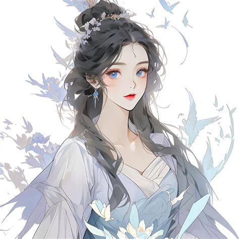 فتاة انمي ذات شعر اسود طويل，ير Seaart Ai