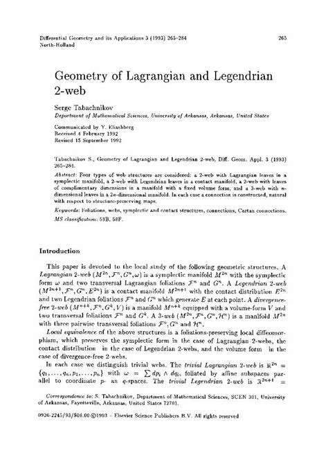Pdf Geometry Of Lagrangian And Legendrian 2 Web · Geometry Of Lagrangian And Legendrian 2
