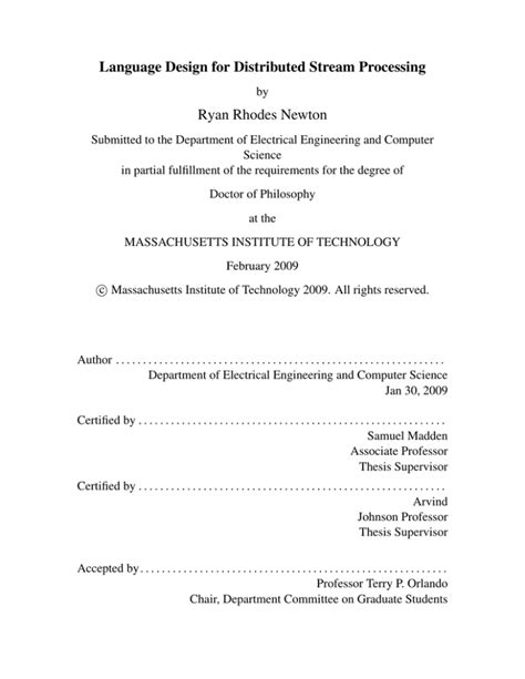 Language Design For Distributed Stream Processing Ryan Rhodes Newton