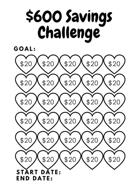 Save 600 Money Saving Challenge Printable Savings Challenge Savings Tracker Savings Planner