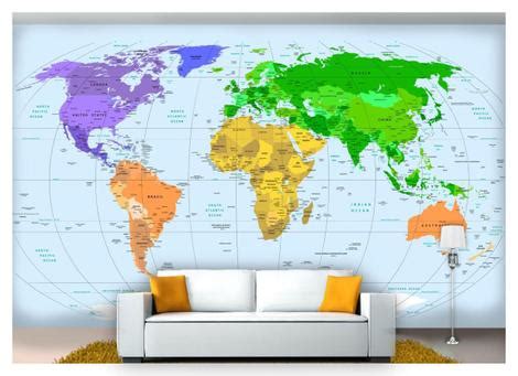 Papel De Parede Mapa Mundi Continentes Nmu04 Você Decora Papel De