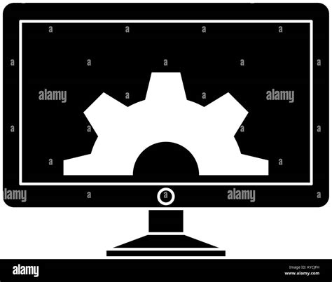Monitor Computer With Gears Vector Illustration Design Stock Vector