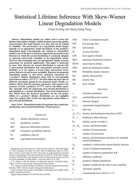 Pdf Statistical Lifetime Inference With Skew Wiener Linear