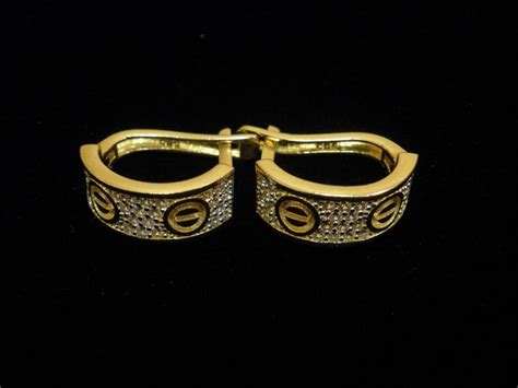 Златни обеци Шанел с бели камъчета Златни обеци 4 5 гр