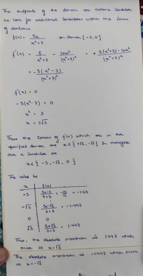 Solved Ti 5x Find The Absolute Extrema If They Exist As Well As All